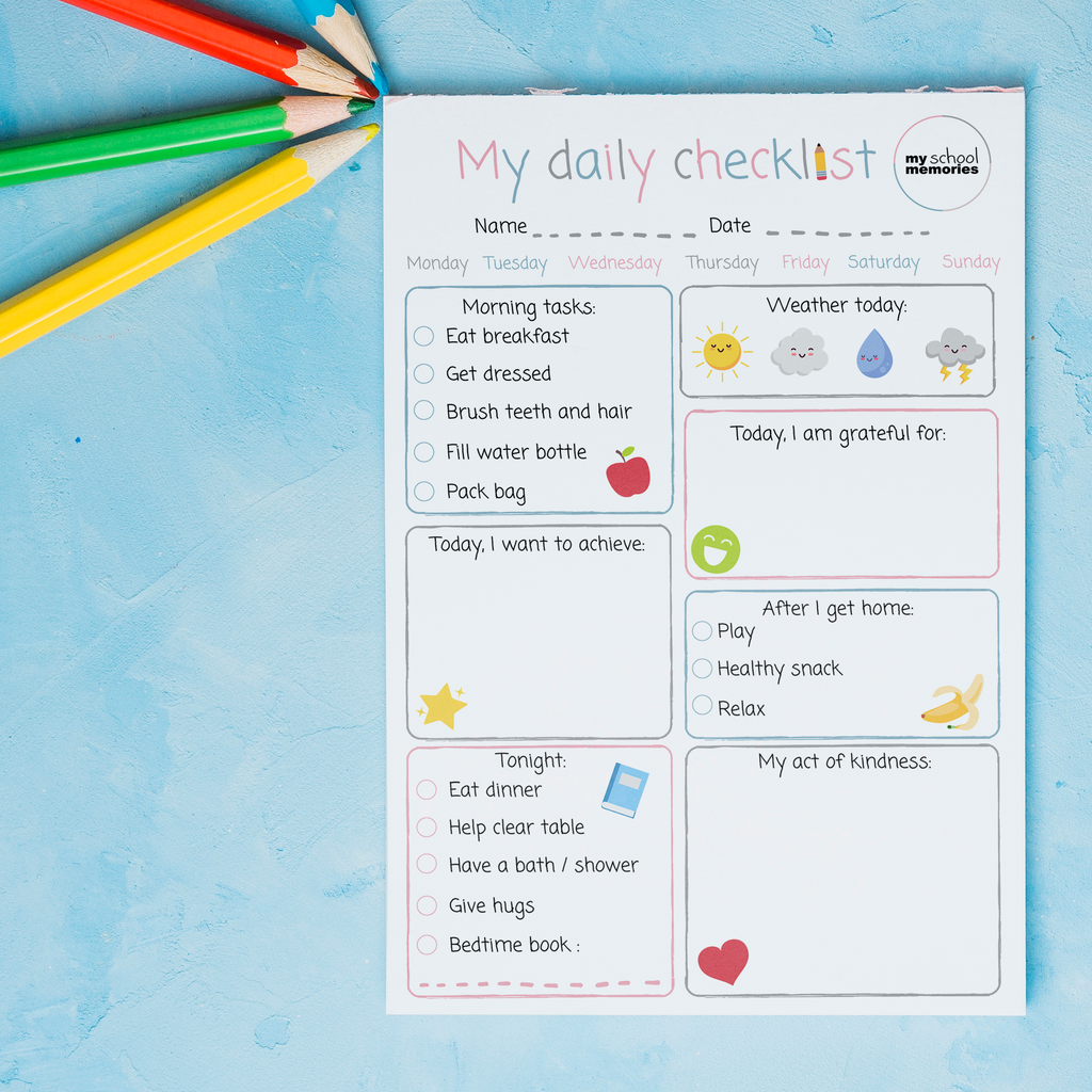 My Daily Checklist - Daily Checklist Notepad | My School Memories